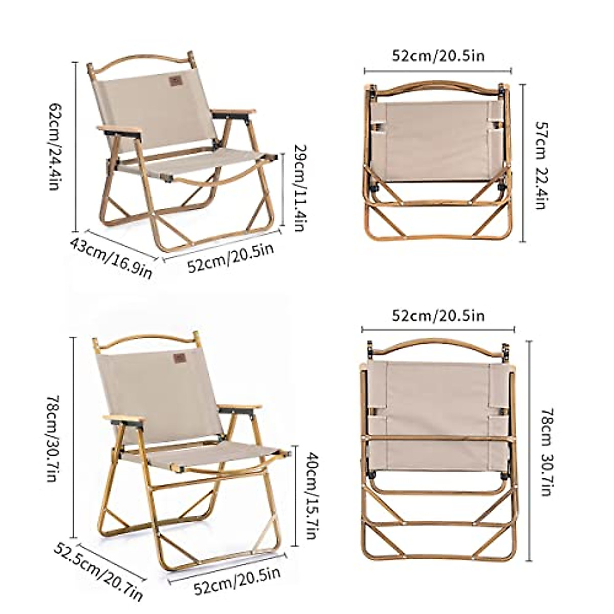 Naturehike MW02 Foldable Chair - Outdoor Furniture Kermit Aluminum Portable Folding Chair Great for Camping Picnic Park (Khaki, Regular)
