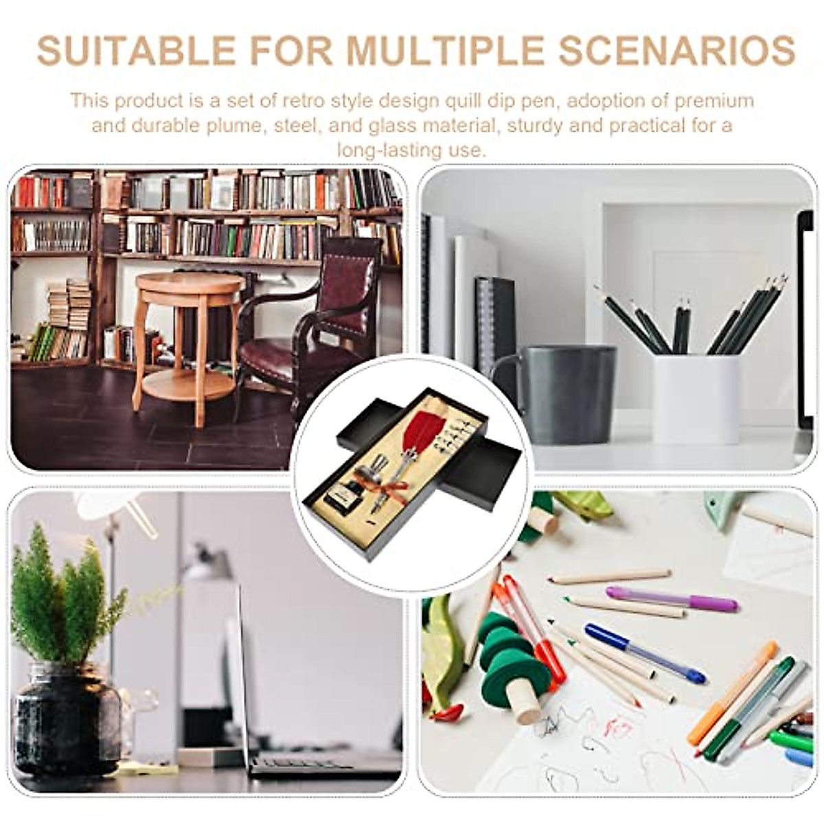 Operitacx Calligraphy Pens Quill Pen and Ink Set with Calligraphy Dip Pen Inkwell Stand Replacement Nibs for Writing Paper Letter Birthday Gift Wine Red Fountain Pen Ink