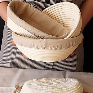 9.4'' Round Bread Banneton Proofing Basket with Linen Liner for Sourdough Proofing,Perfect Handmade Rattan Bowl for Making Beautiful Bread