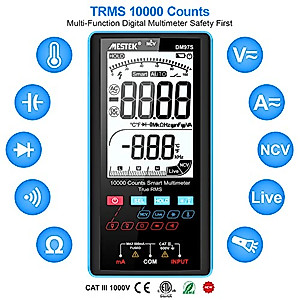 Digital Multimeter Tester MESTEK Smart Voltmeter NCV Testing Auto Range Voltage Tester Measures AC DC Current Volt Ohm Amp Temperature for Electrical Testing & Automotive
