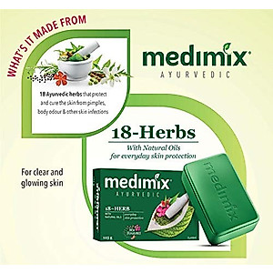 Medimix Herbal Handmade Ayurvedic Classic 18 Herb Soap for Healthy and Clear Skin (125 g)