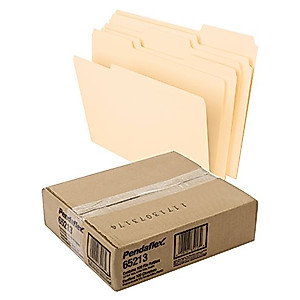 Pendaflex File Folders, Letter Size, 8-1/2" x 11", Classic Manila, 1/3-Cut Tabs in Left, Right, Center Positions, 100 Per Box (65213)