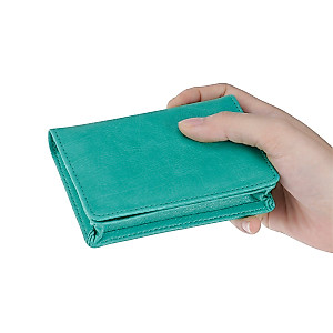 Small Credit Card Holder Large Capacity Bifold Card Wallet Organizer with ID Window for Men & Women (Aqua blue)