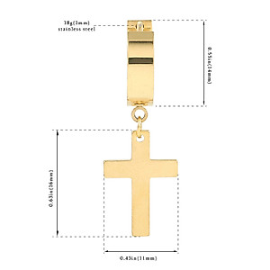 Szory 3 Pairs Stainless Steel Cross Earrings for Men Women Dangle Hoop Earrings Silver Gold Black