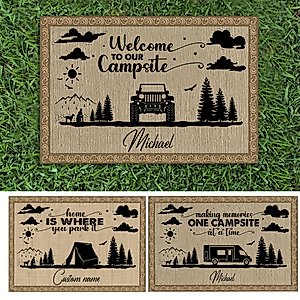 Personalized Making Memories One Campsite At A Time Doormat 16x24 inches, Outdoor Camping Door Mat, Rv Welcome Mat Personalized, Camping Door Mats Outside, Camper Door Mat, Custom Text & Family Name