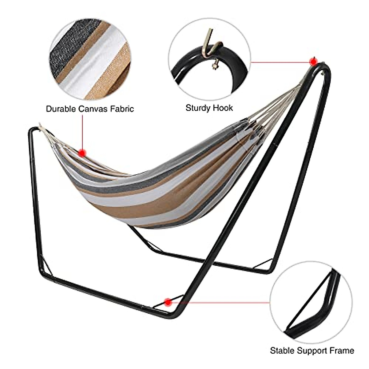 RedSwing Double Hammock with Stand, 2 Person Heavy Duty Steel Hammock Stand, Portable Standing Hammock for Indoor Outdoor Backyard Patio, 330lbs Capaticy