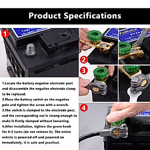 cueclue Pack-2 Cable Cut Off Switch, Copper Cable Terminal Link Quick Switch, Cable Disconnect Switch for Most Cars Boats Trucks (Gold)