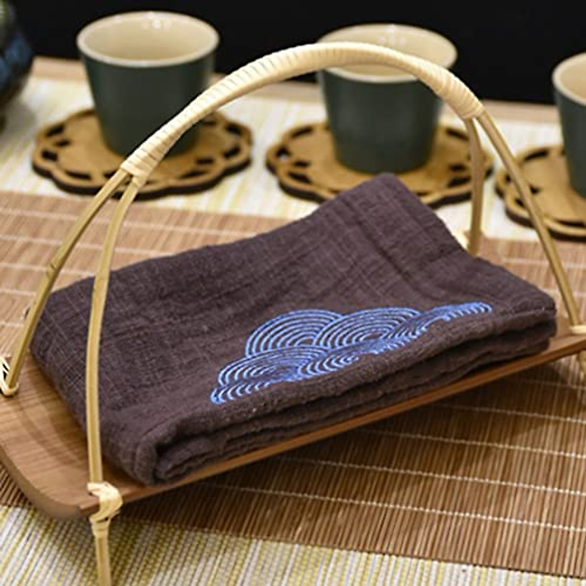 Sushi Tray Wood Food Containers Wooden Serving Tray Guest Towel Holder Tea Dessert Dish Plate Platter with Handle for Breakfast Home Kitchen Bathroom Snack Containers
