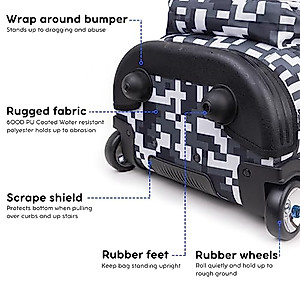 J World New York Sundance Rolling Backpack Girl Boy Roller Bookbag, CAMO, 20 Inch