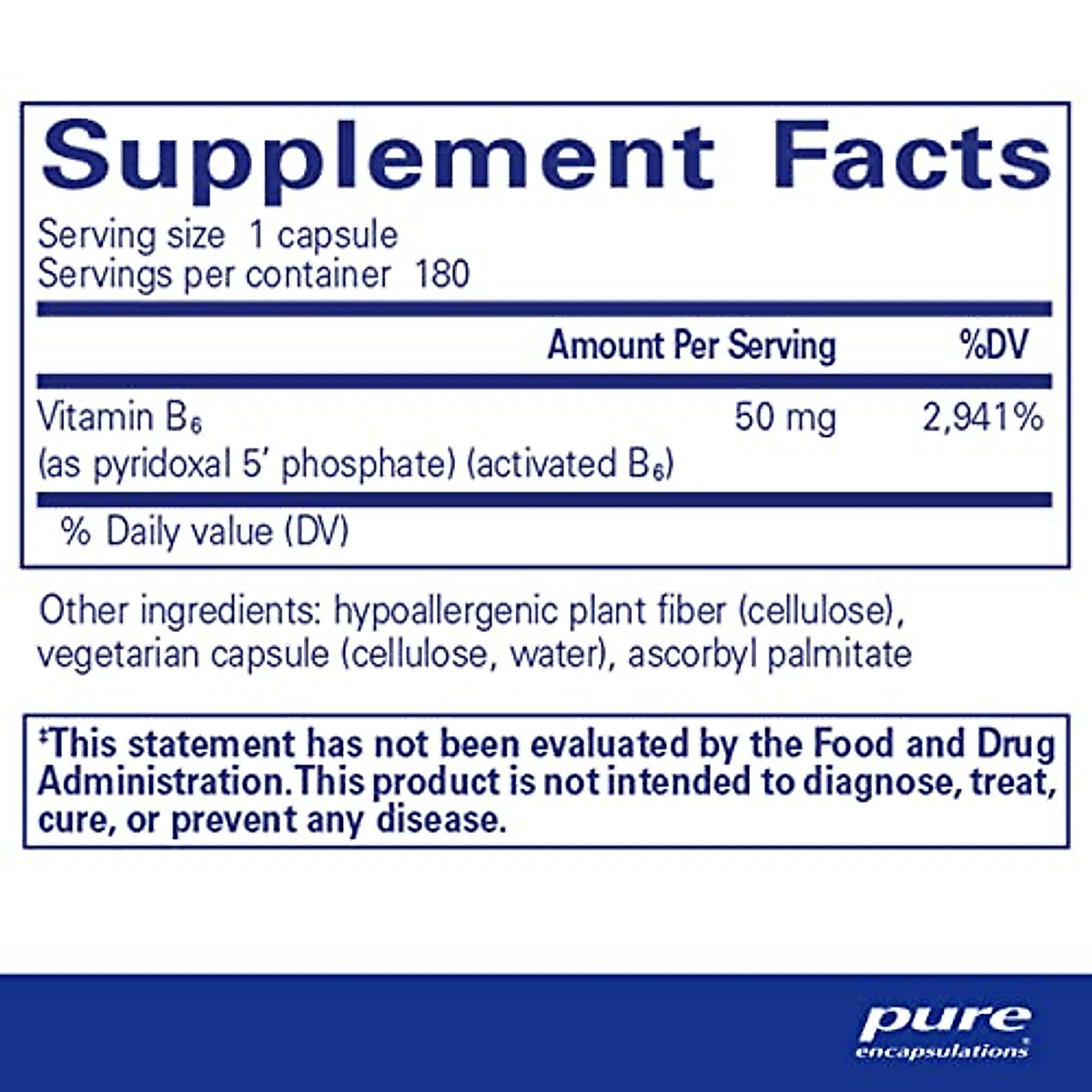 Pure Encapsulations P5P 50 | Vitamin B6 Supplement to Support Metabolism* | 180 Capsules