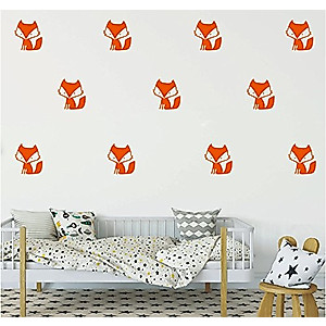 36 Set Orange Forest Fox Pattern Wall Sticker-Kids Nursery Bedroom Home Decoration Vinyl Sticker-DIY Chiildren Room Living Interior Decor Sticker
