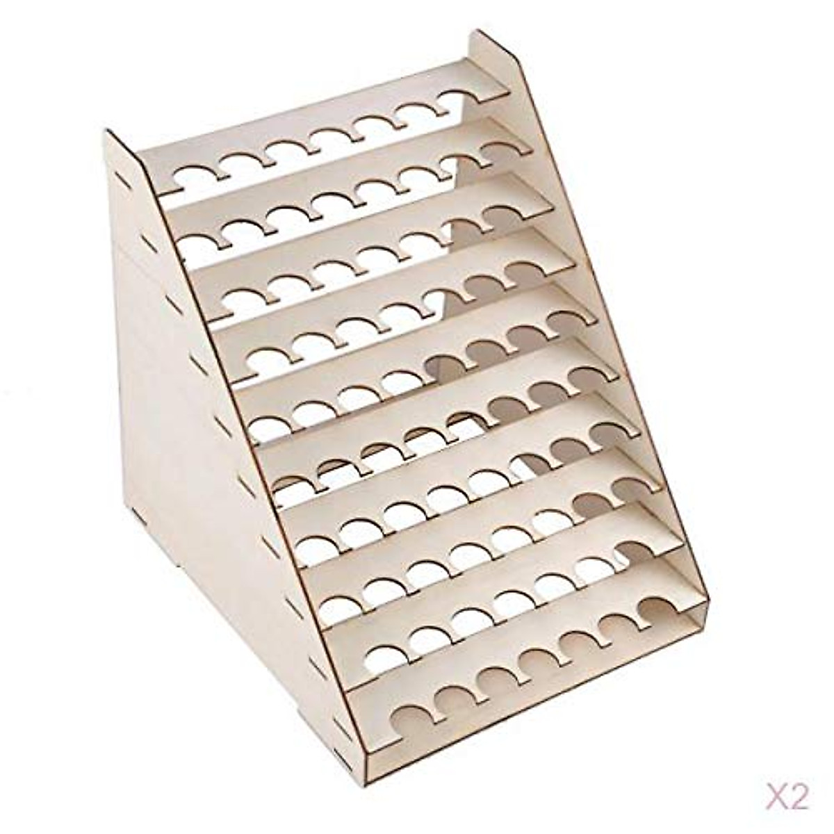 misppro 2pcs 75 Pots Wooden Pigment Paint Bottle Rack Model Organizer Storage Holder
