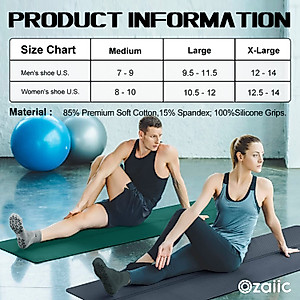 Ozaiic Non Slip Socks Grip for Yoga Home Workout Pure Barre, Pilates, Hospital, Ideal Cushion Socks for Men and Women