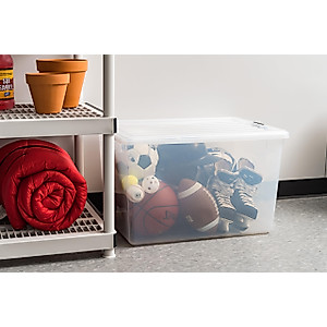 IRIS USA 132 Qt. Plastic Storage Container Bin with Secure Lid and Latching Buckles, 1 pack - Clear, Durable Stackable Nestable Organizing Tote Tub Box Sports General Organization Garage Extra Large