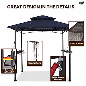 MEWAY 8x5 Outdoor Grill Gazebo Canopy, BBQ Canopy Gazebo Tent for Patio,Barbecue,Navy
