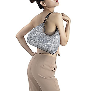 GripIt Rhinestone Handbag Purse Black Clutch Purses for Women Evening Shoulder Diamond Purse Bling Crystal Bag purses for Wedding Prom