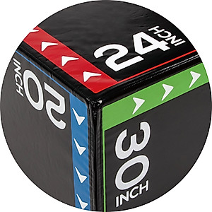 Signature Fitness 20 Inch x 24 Inch x 30 Inch 3 in 1 Foam Plyometric Box Jumping Exercise Trainer, 16-Pound, Easy-Open Package