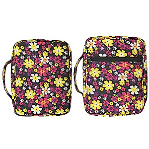 YDQUANI Bible Cover for Women, Bible Carrying Case with Handle & Zipper Pockets, Bible Tote Bag Book Cover for Girls Kids, Canvas Washable Bible Carrier, 10 x 8 x 2.2 inch