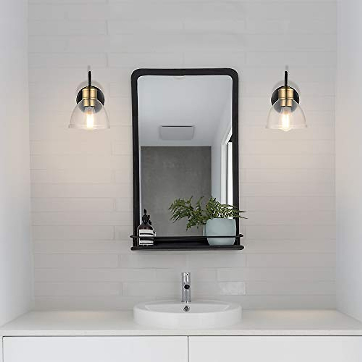 Globe Electric 51714 1-Light Wall Sconce, Dark Bronze, Antique Brass Socket, Clear Glass Shade, Wall Lighting, Wall Lamp Dimmable, Wall Lights for Bedroom, Kitchen Sconces Wall Lighting, Home Décor