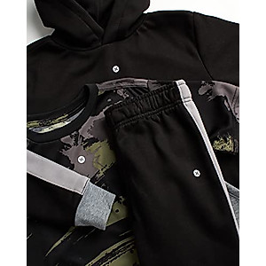 RBX Boys' Active Sweatsuit Set - 3 Piece Fleece Zip Up Hoodie, Athletic T-Shirt, and Jogger Sweatpants for Boys (Sizes: 8-12), Size 10, Black