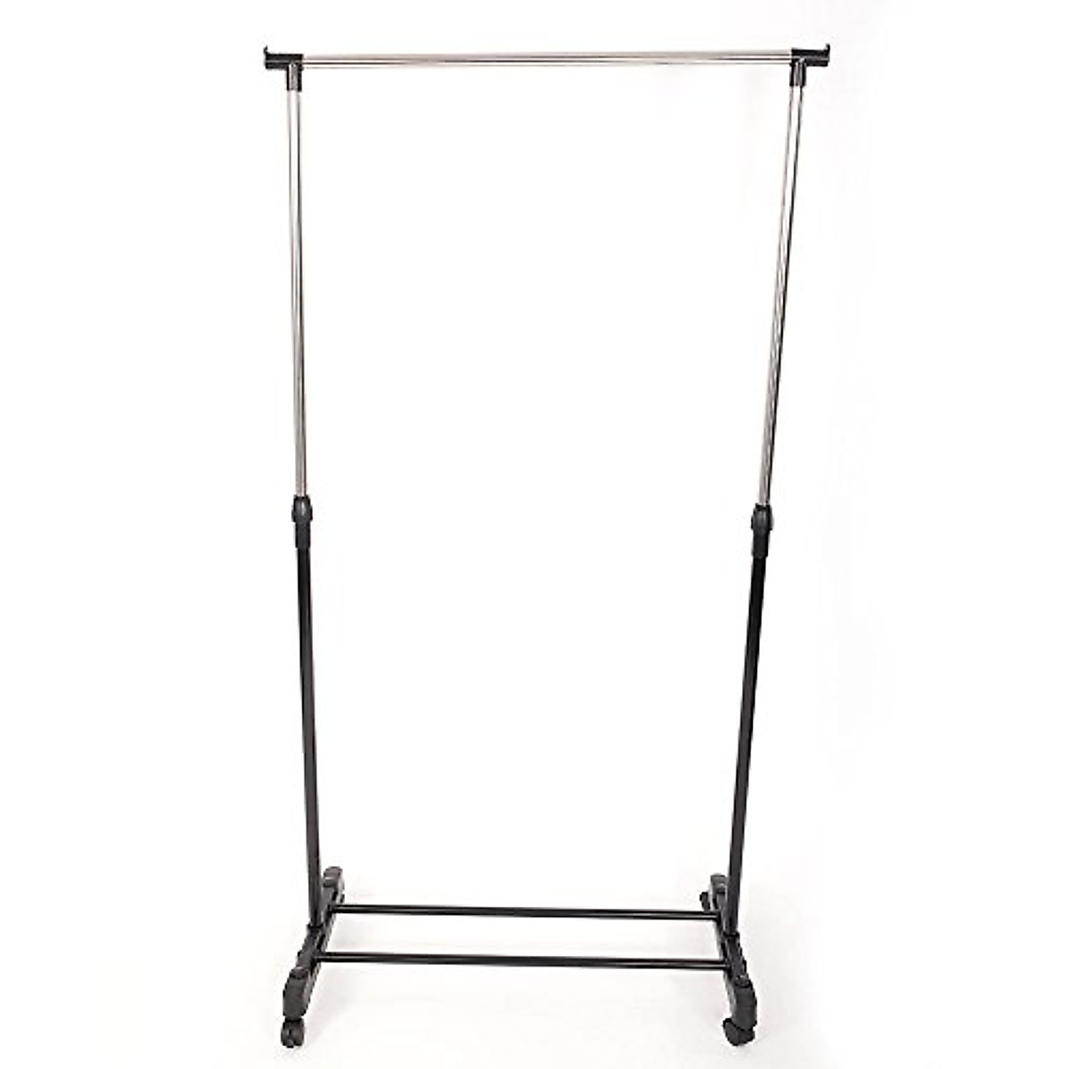 Guangshuohui Clothes Garment Rack, Clothing Rolling Rack on Wheels and Bottom Shelves, Black & Silver (B)