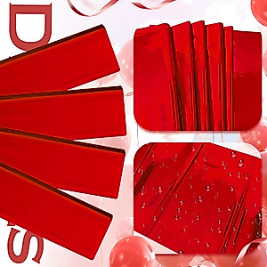 2pcs Red Foil Tablecloth 54*72 Inch Plastic Christmas Carnival Birthday Party Table Cloths Disposable Waterproof Table Cover for Graduation Anniversary Wedding Baby Shower Bridal Party Supplies