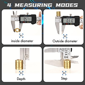 Simhevn Electronic Digital Caliper Measuring Tool, Stainless Steel Vernier Caliper Digital, Easy Switch from Inch Metric, LCD Screen,0-6inch/150mm Caliper Measuring Tool for DIY/3D Printing
