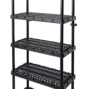 Gracious Living 5 Shelf Knect-A-Shelf Ventilated Heavy Duty Storage Unit 18 x 36 x 72 Organizer System for Home, Garage, Basement & Laundry, Black
