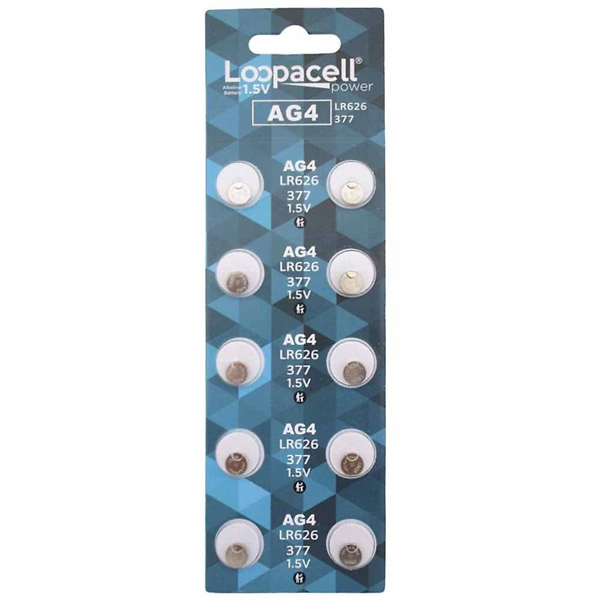 LOOPACELL AG4 LR626 377 SR66 1.5V Alkaline Button Cell Watch Batteries 10 Pack
