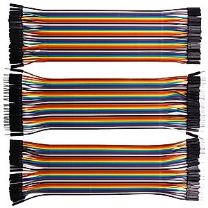 kuman 120pcs Breadboard Jumper Wires for Arduino Raspberry Pi 3 40pin Male to Female, 40pin Male to Male, 40pin Female to Female Ribbon Cables Kit Multicolored Pack K45