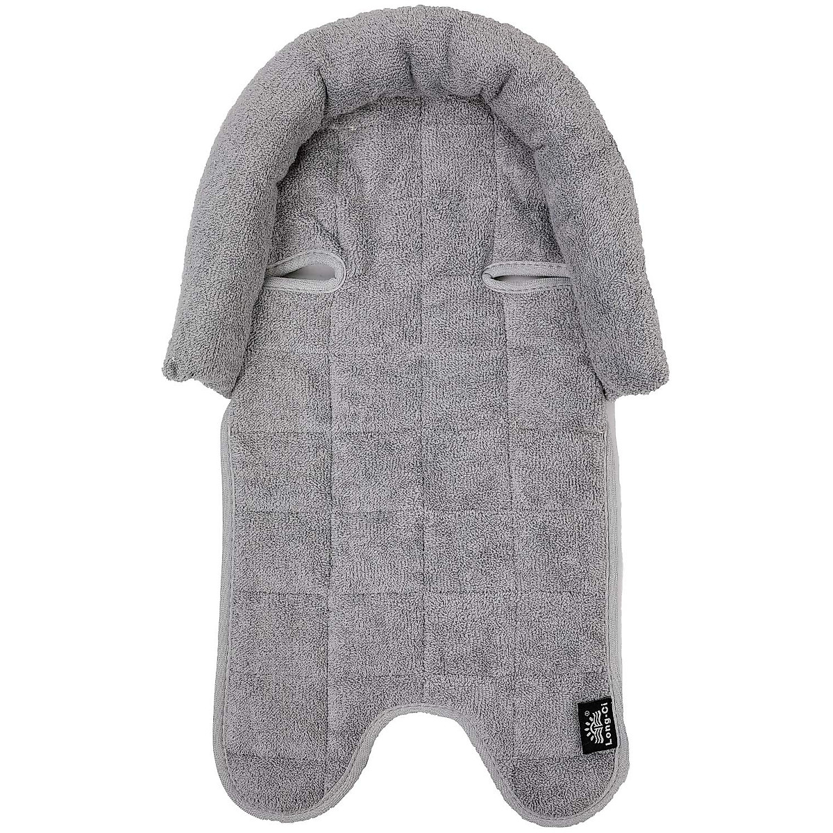 Long-Ci 2-in-1 Baby Insert Cushion Pad with Head Neck Body Support Pillow in Plush Terry for Newborn (Gray Beige)