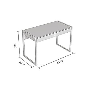 Safdie & Co. Computer Desk 47inch for Home Office and Small Spaces with 2 Drawers Brown Reclaimed Wood with Black Metal. Ideal for Writing, Gaming, Study, Work from Home.