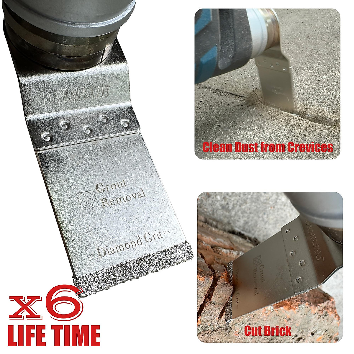 DAEMKOD Diamond Oscillating Tool Blade, Professional Multi Tool Blades Kits, Grout Removal Blade for Oscillating Tool, Fit Dewalt Bosch Worx Ryobi Milwaukee,(4 Pack)