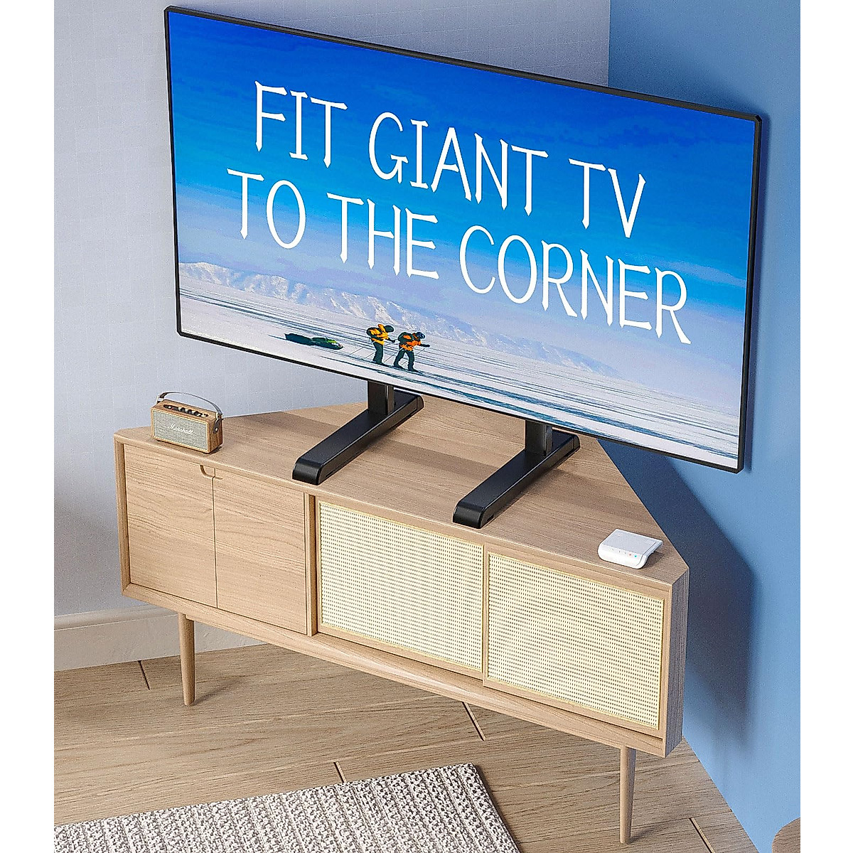 Universal TV Stand, Table Top TV Stand Base Replacement for Most 37 to 86 Inch LCD LED TVs, 7 Height Adjustable TV Legs with Cable Management Hold up to 150lbs, Max VESA 800x600mm, Black AX10TB01