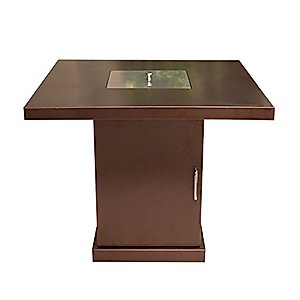 Hiland GSF-PR-PC Propane Fire Pit, 42,000 BTU, Stainless Steel Lid w/Fire Glass, Square, Hammered Bronze