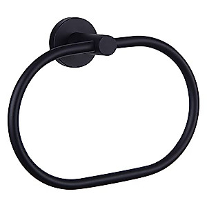 Matte Black Towel Ring, APLusee Stainless Steel Swivel Hand Towel Holder, Modern Kitchen Bathroom Accessories Home Drying Storage Rail Space Saver