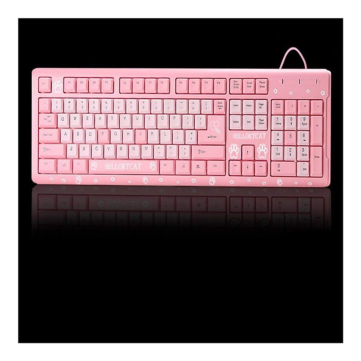 Gaming Keyboard, Waterproof Silent Pink Hello Kitty Laptop Computer Keyboard Cartoon Cute Pink USB Wired KT cat Keyboard Gaming for Girls for Desktop, Computer, PC (Color : Pink)