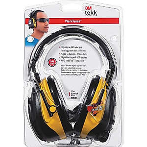 3M 9054100000V Earmuf Safety Headset w/Radio, Noise Reductn, LCD, BK/YW
