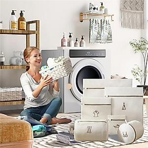 6 PCS Mesh Laundry Bags Set for Delicates, Durable Zipper Machine Washable Laundry Storage Bags Travel Storage Organize Bag for Undergarments, Bra, Blouses & Sweaters, Socks