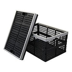 Anbers 42 L Plastic Collapsible Crates, Folding Storage Bins, 4 Packs