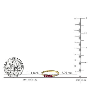 Dazzlingrock Collection Round Ruby & White Diamond Anniversary Wedding Band Stackable Ring for Women in 18K Yellow Gold, Size 7