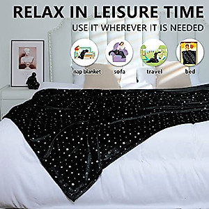 NANPIPER Fleece Blankets Cozy Microfiber King Size Blanket,Super Soft Star Foil Print,90"x 108" Black