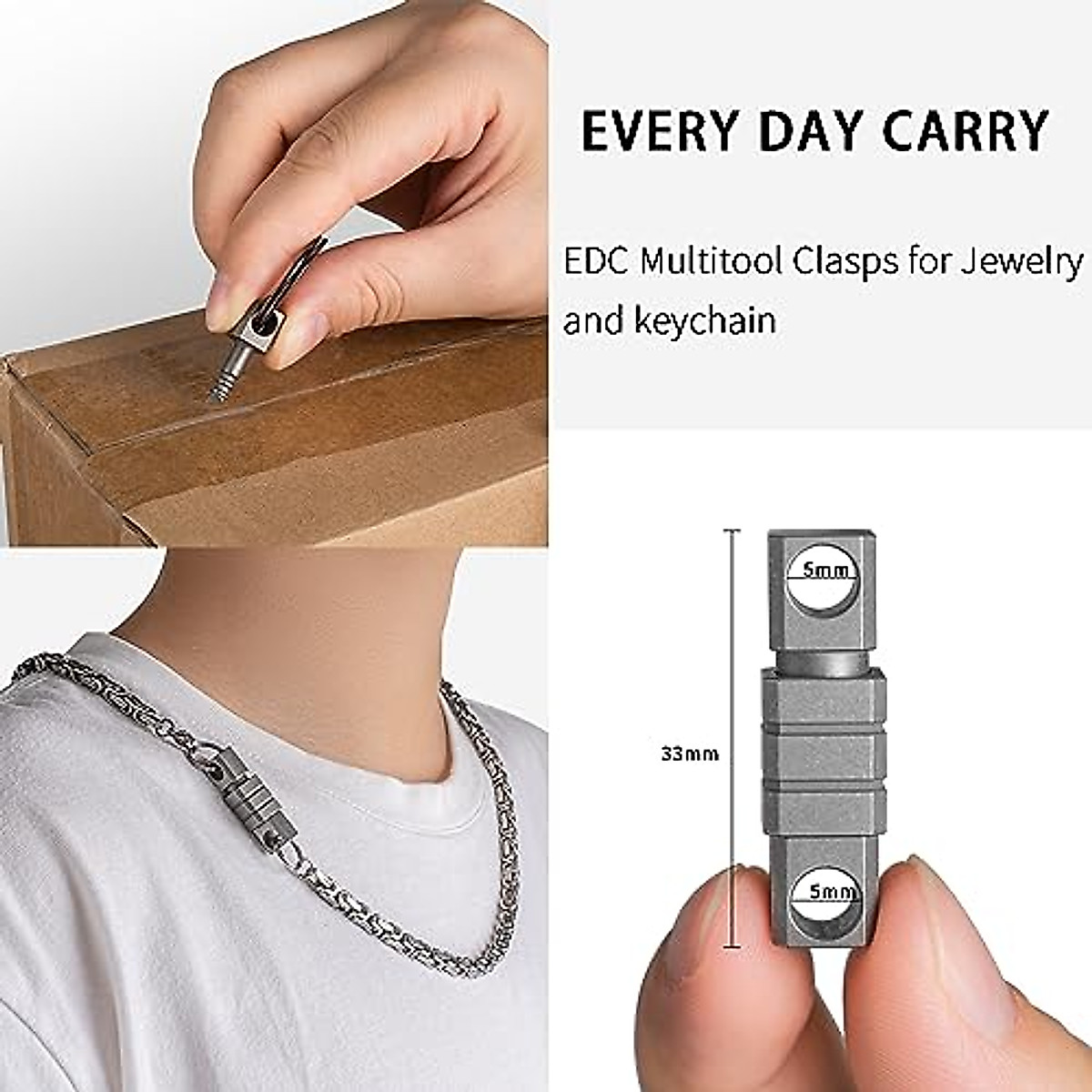 TISUR Titanium Quick Release Keychain,Pull Apart Detachable Key Chain,Swivel Clasps for Jewelry Necklace Bracelet Making,EDC Multitool for Men Women (Matte quick release keychain)