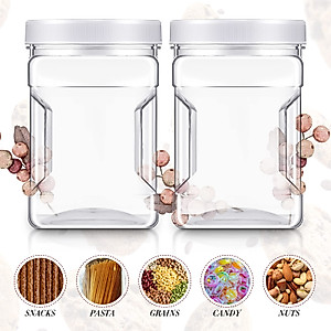 12 Pack Clear Plastic Storage Jars with Lids, 27 oz Square Plastic Containers with Airtight Lids, Paint Storage Containers with Easy Grip Handles, Reusable Wide Mouth Plastic Canisters with Lids