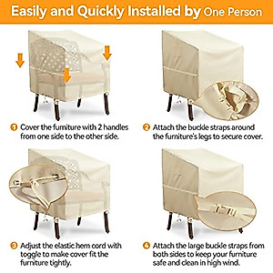 YINKEEHM Patio Chair Cover 600D Heavy Duty Waterproof Outdoor Chair Cover Lawn and Gardan Patio Furniture Covers Lounge Deep Seat Cover Fits Up to 38" W x 31" D x 29" H