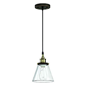 YaoKuem Pendant Lighting Fixture, Hanging Ceiling Lights, E26 Medium Base Max. 60 Watts, Clear Glass Cover, Bulbs not Included, 2-Pack
