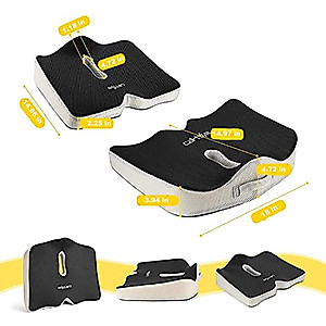 Carttiya Seat Cushion, Office Chair Cushions for Long Sitting, Non-Slip Extra Dense Wide Large Memory Foam Chair Pad for Tailbone, Coccyx, Sciatica, Back Pain Relief, Car & Chair Thick Pad for Hip