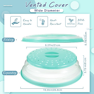 Suclain 4 Pack Microwave Cover Collapsible Microwave Splatter Cover Round Food Cover Splatter Guard 10.5 Inch Outdoors Picnic Food Cover Microwave Lid for Food Kitchen Summer Picnic(Bright Colors)