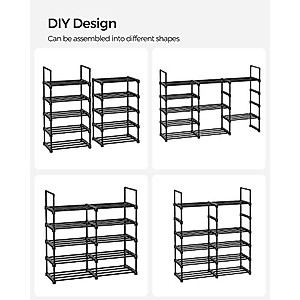 SONGMICS Shoe Rack, 10 Tier Shoe Organizer, Metal Shoe Storage Shelf for 20 Pairs of Shoes, Easy to Assemble, Entryway, Black ULSA25BK