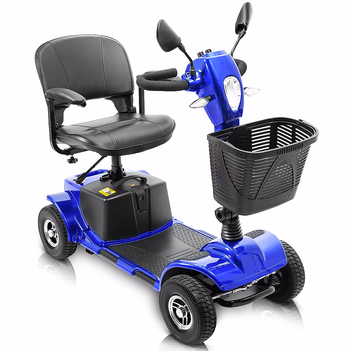 Cebihy 4 Wheel Mobility Scooter with Lights & Rearview Mirror, Electric Power Mobility Scooters for Seniors Adult, Foldable & Compact Duty Travel Scooter w/Basket and Extended Battery, Blue